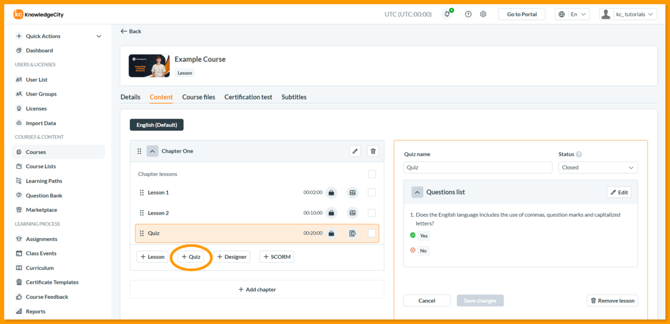 Adding and Structuring Content to Your Lesson Course